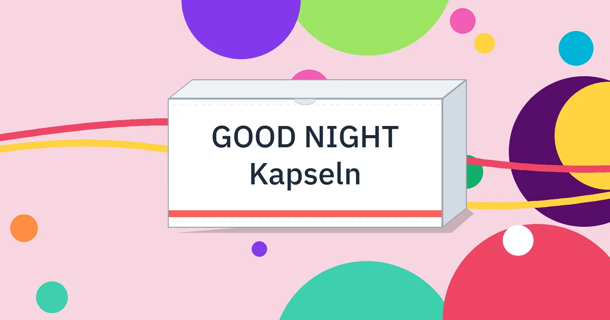Symbolbild: Packung mit der Aufschrift GOOD NIGHT Kapseln (PZN 04754598) – Verfügbarkeit und Bezug in Apotheken in Frankfurt am Main
