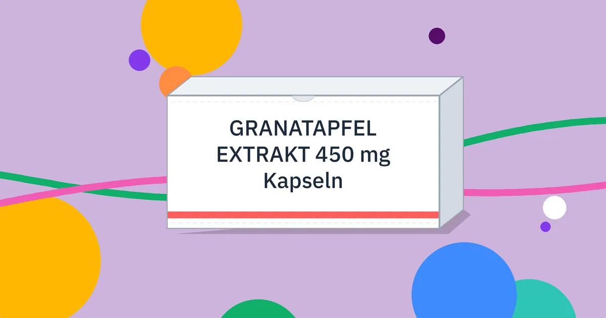Symbolbild: Packung mit der Aufschrift GRANATAPFEL EXTRAKT 450 mg Kapseln (PZN 10007291) – Verfügbarkeit und Bezug in Apotheken in Frankfurt am Main