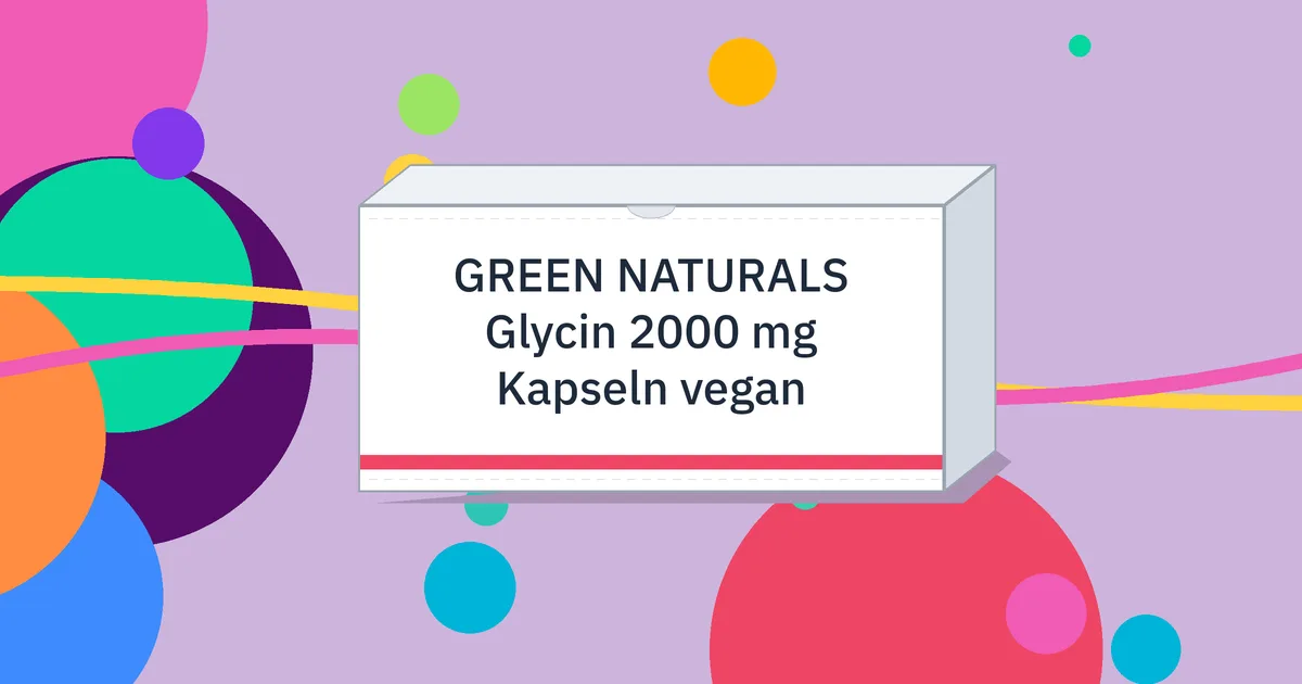 Symbolbild: Packung mit der Aufschrift GREEN NATURALS Glycin 2000 mg Kapseln vegan (PZN 20037991) – Verfügbarkeit und Bezug in Apotheken in Frankfurt am Main