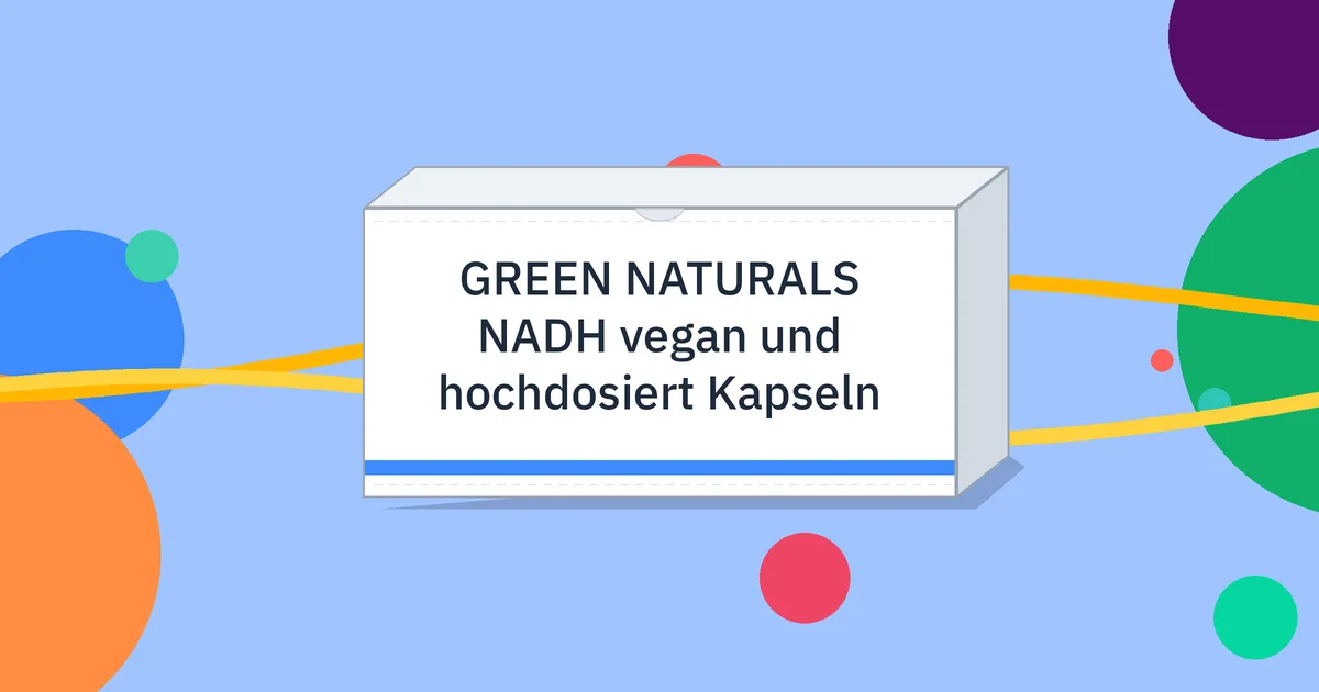 Symbolbild: Packung mit der Aufschrift GREEN NATURALS NADH vegan und hochdosiert Kapseln (PZN 18603242) – Verfügbarkeit und Bezug in Apotheken in Frankfurt am Main