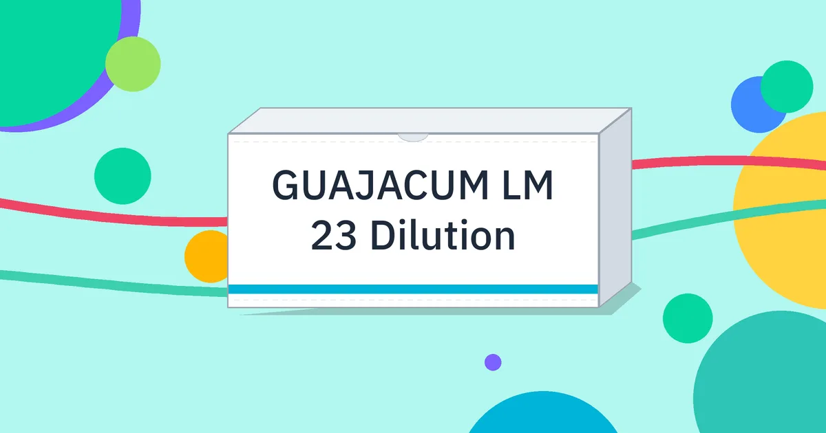 Symbolbild: Packung mit der Aufschrift GUAJACUM LM 23 Dilution (PZN 12882703) – Verfügbarkeit und Bezug in Apotheken in Frankfurt am Main