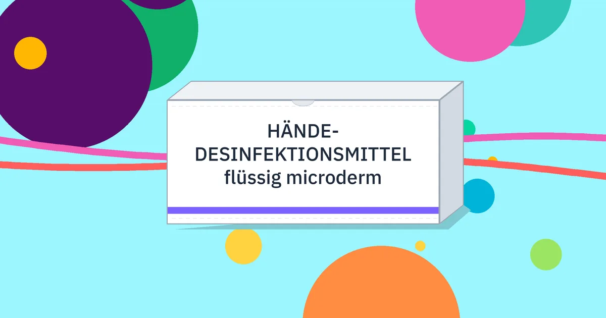 Symbolbild: Packung mit der Aufschrift HÄNDE-DESINFEKTIONSMITTEL flüssig microderm (PZN 17945101) – Verfügbarkeit und Bezug in Apotheken in Frankfurt am Main