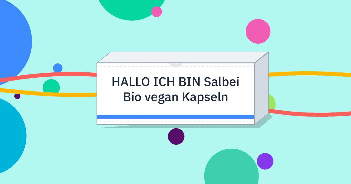 Symbolbild: Packung mit der Aufschrift HALLO ICH BIN Salbei Bio vegan Kapseln (PZN 14321050) – Verfügbarkeit und Bezug in Apotheken in Frankfurt am Main