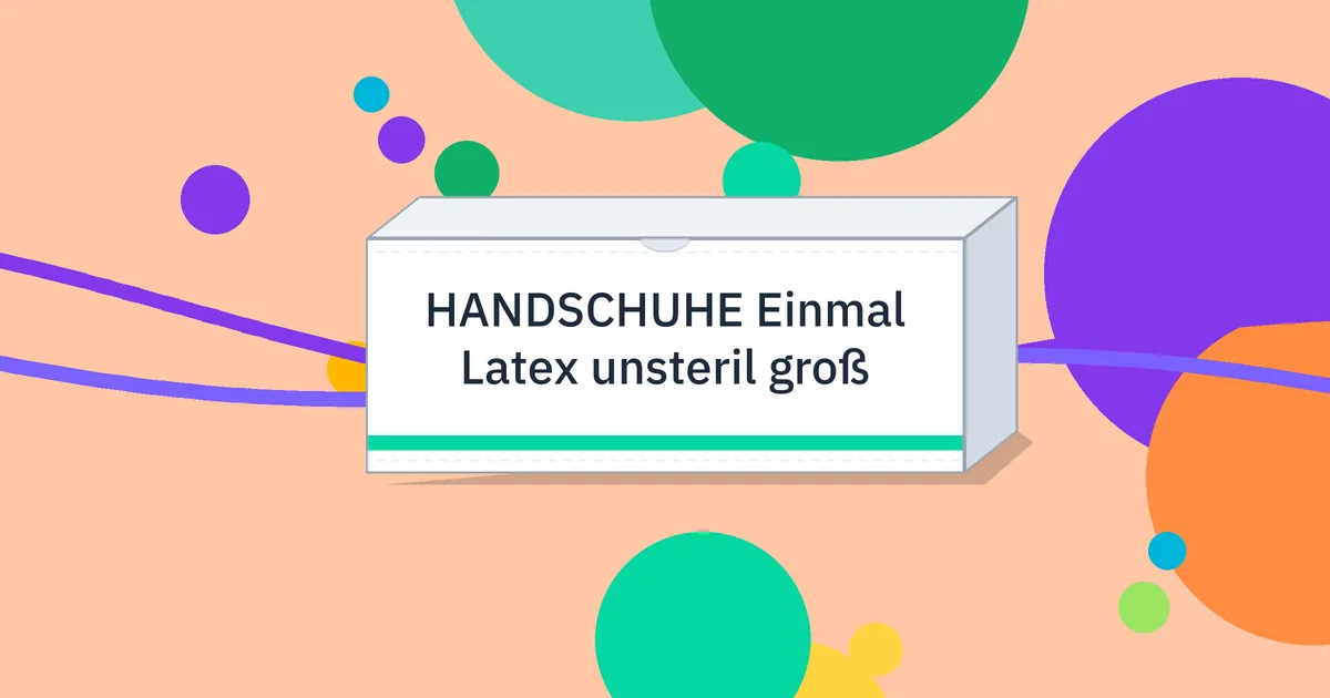Symbolbild: Packung mit der Aufschrift HANDSCHUHE Einmal Latex unsteril groß (PZN 03465159) – Verfügbarkeit und Bezug in Apotheken in Frankfurt am Main