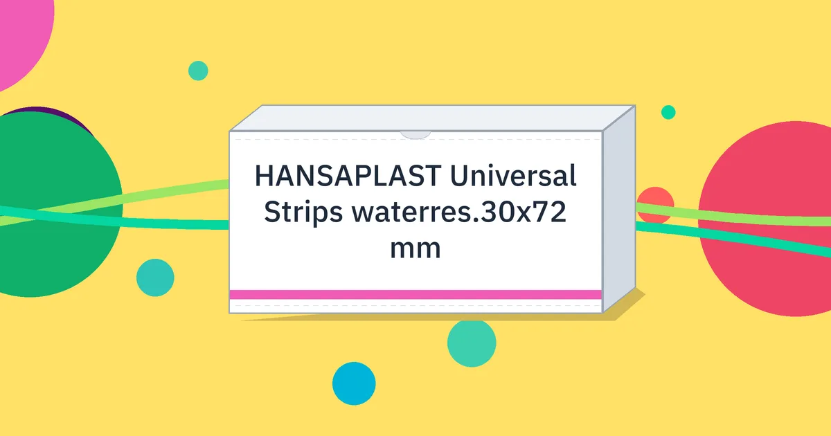 Symbolbild: Packung mit der Aufschrift HANSAPLAST Universal Strips waterres.30x72 mm (PZN 01215263) – Verfügbarkeit und Bezug in Apotheken in Frankfurt am Main