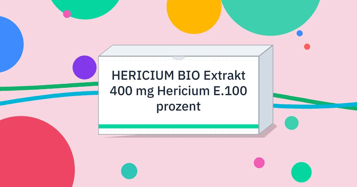 Symbolbild: Packung mit der Aufschrift HERICIUM BIO Extrakt 400 mg Hericium E.100 prozent (PZN 17365094) – Verfügbarkeit und Bezug in Apotheken in Frankfurt am Main
