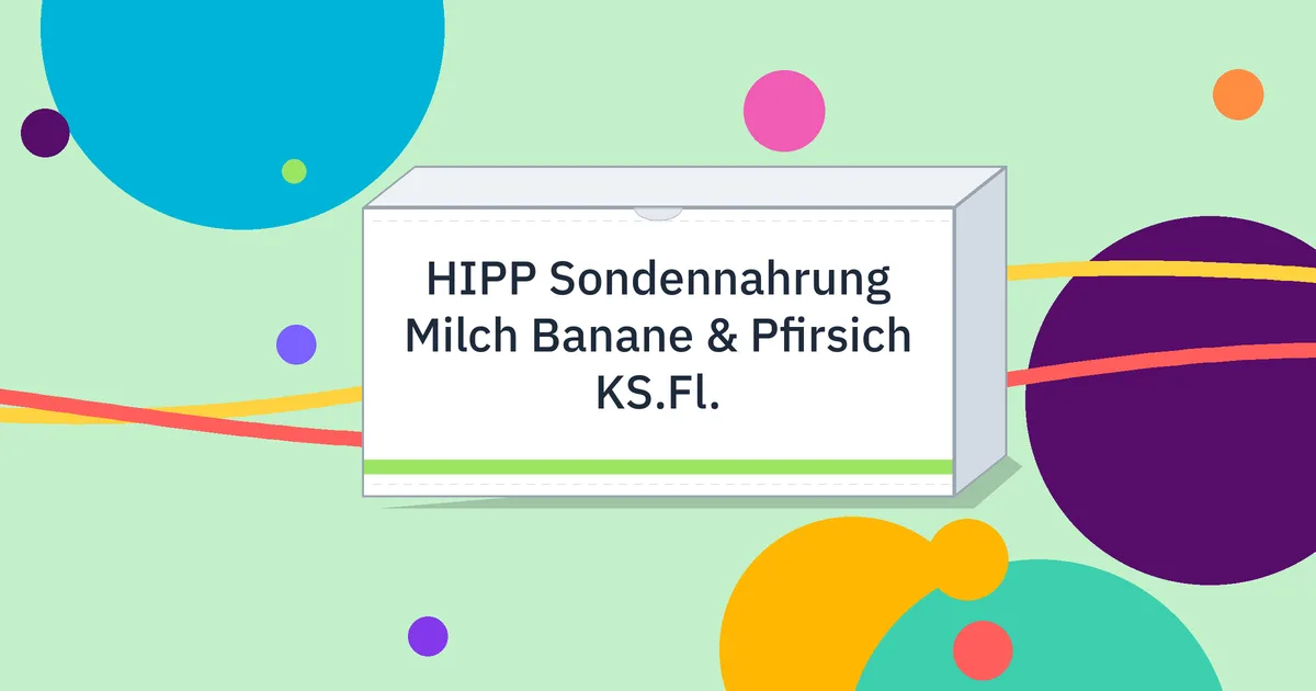Symbolbild: Packung mit der Aufschrift HIPP Sondennahrung Milch Banane & Pfirsich KS.Fl. (PZN 19350949) – Verfügbarkeit und Bezug in Apotheken in Frankfurt am Main