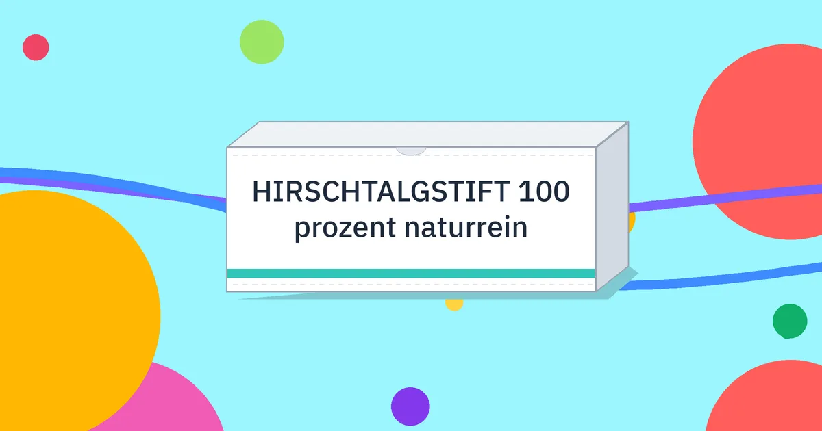 Symbolbild: Packung mit der Aufschrift HIRSCHTALGSTIFT 100 prozent naturrein (PZN 15859455) – Verfügbarkeit und Bezug in Apotheken in Frankfurt am Main