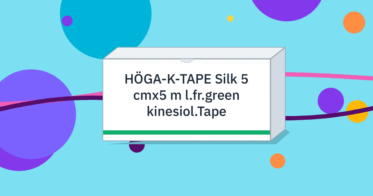 Symbolbild: Packung mit der Aufschrift HÖGA-K-TAPE Silk 5 cmx5 m l.fr.green kinesiol.Tape (PZN 14136074) – Verfügbarkeit und Bezug in Apotheken in Frankfurt am Main