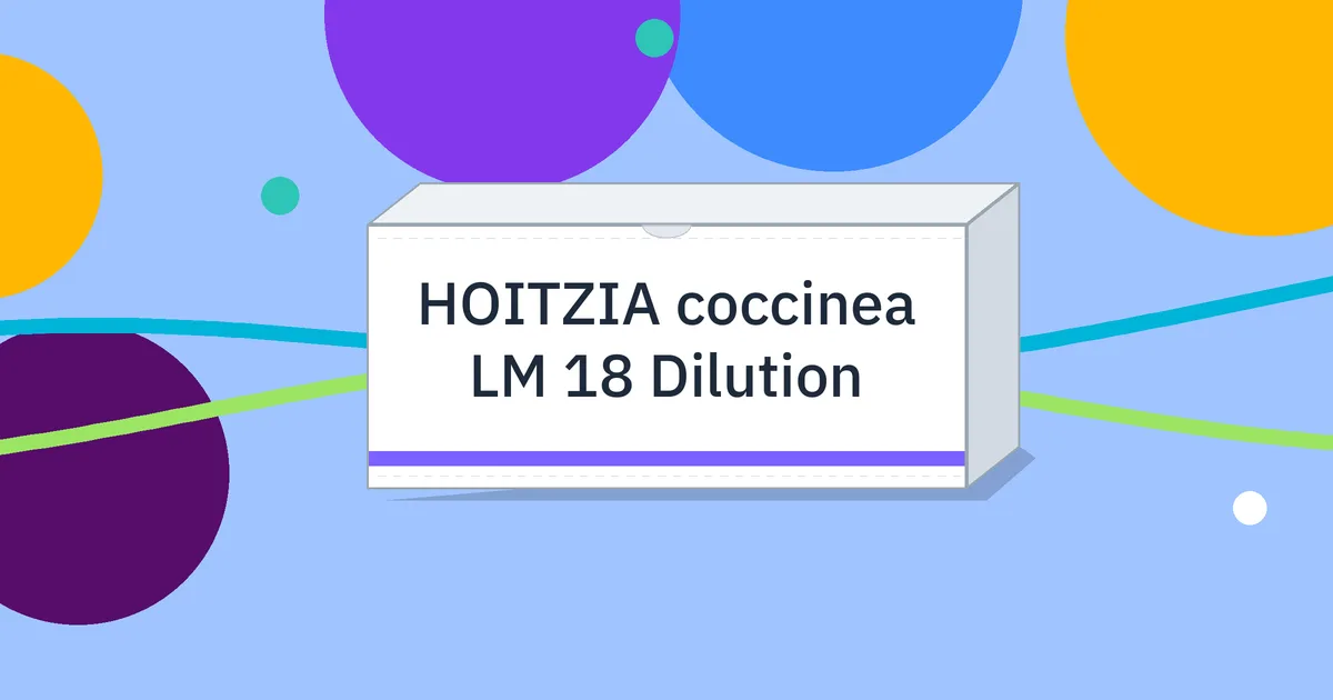 Symbolbild: Packung mit der Aufschrift HOITZIA coccinea LM 18 Dilution (PZN 13554496) – Verfügbarkeit und Bezug in Apotheken in Frankfurt am Main