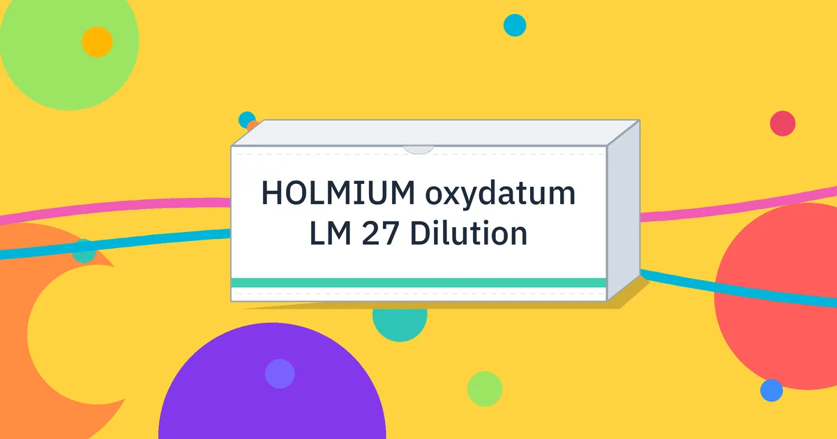 Symbolbild: Packung mit der Aufschrift HOLMIUM oxydatum LM 27 Dilution (PZN 13555082) – Verfügbarkeit und Bezug in Apotheken in Frankfurt am Main