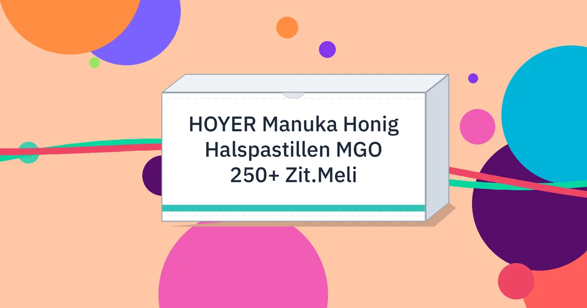 Symbolbild: Packung mit der Aufschrift HOYER Manuka Honig Halspastillen MGO 250+ Zit.Meli (PZN 19280775) – Verfügbarkeit und Bezug in Apotheken in Frankfurt am Main