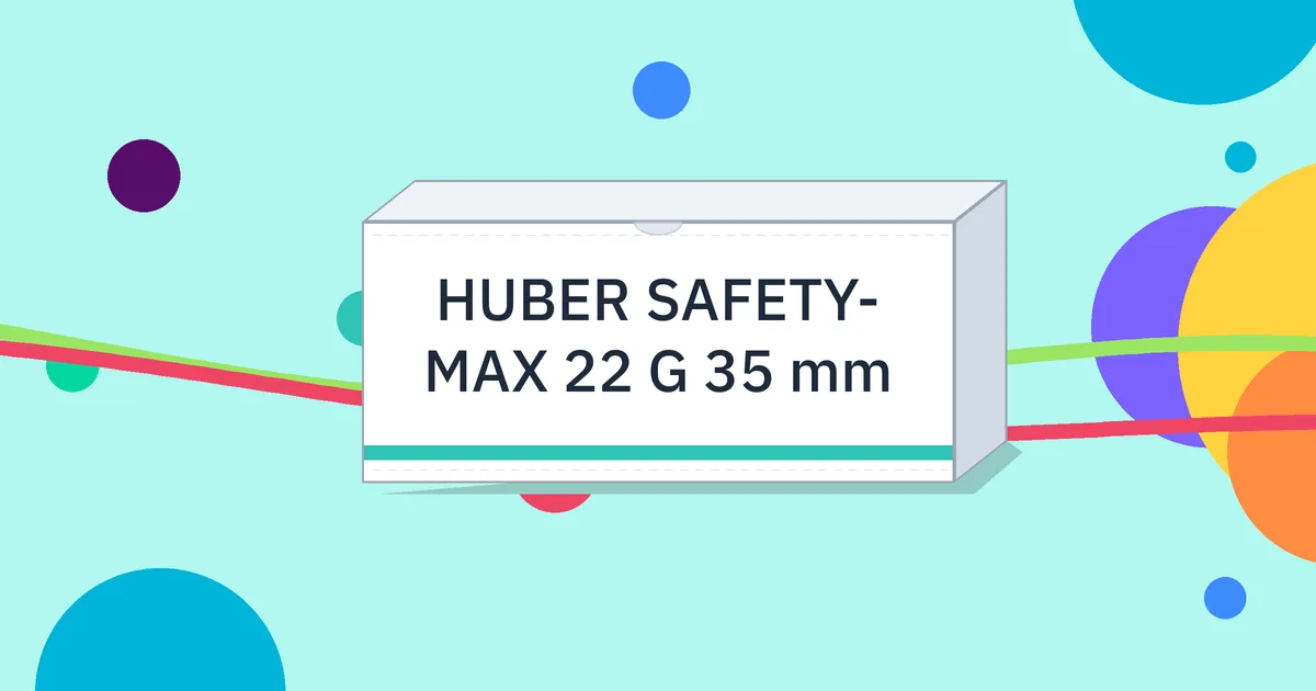 Symbolbild: Packung mit der Aufschrift HUBER SAFETY-MAX 22 G 35 mm (PZN 10185070) – Verfügbarkeit und Bezug in Apotheken in Frankfurt am Main