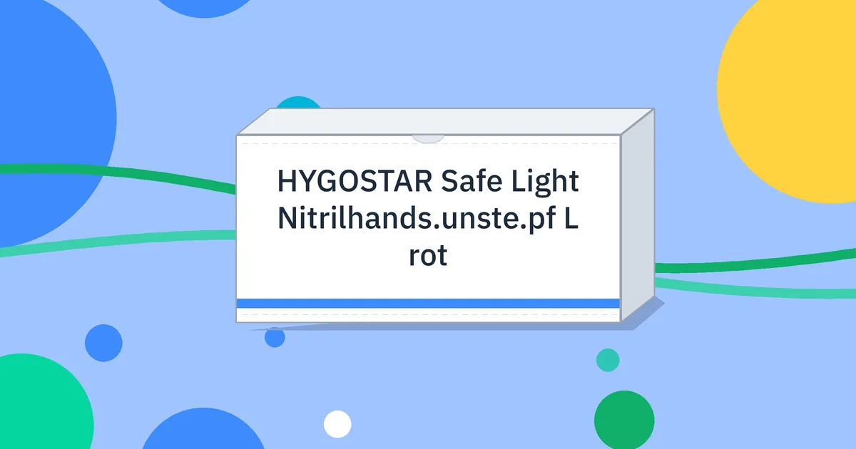 Symbolbild: Packung mit der Aufschrift HYGOSTAR Safe Light Nitrilhands.unste.pf L rot (PZN 20774732) – Verfügbarkeit und Bezug in Apotheken in Frankfurt am Main
