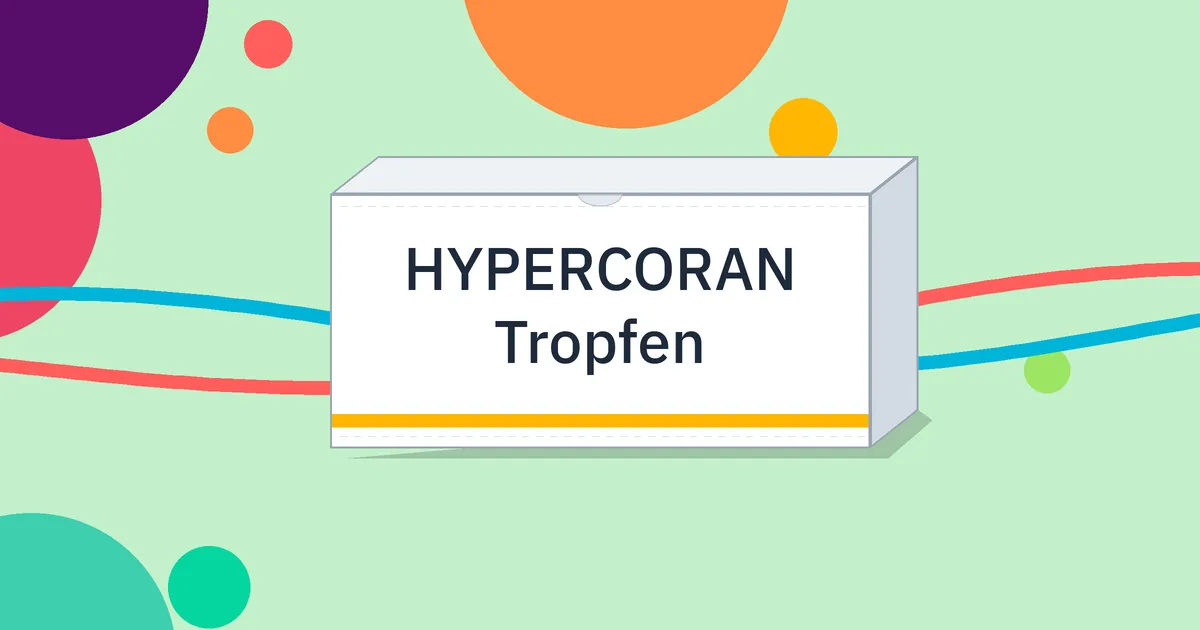 Symbolbild: Packung mit der Aufschrift HYPERCORAN Tropfen (PZN 11170047) – Verfügbarkeit und Bezug in Apotheken in Frankfurt am Main