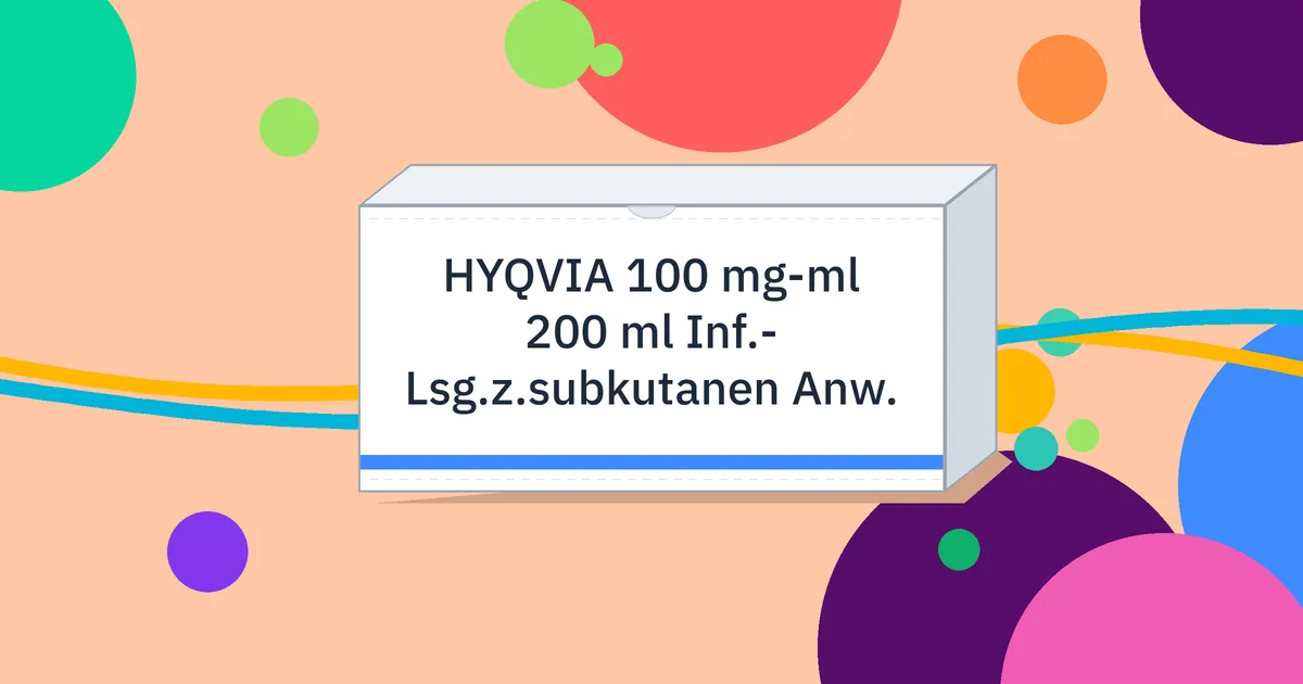 Symbolbild: Packung mit der Aufschrift HYQVIA 100 mg-ml 200 ml Inf.-Lsg.z.subkutanen Anw. (PZN 10003287) – Verfügbarkeit und Bezug in Apotheken in Frankfurt am Main