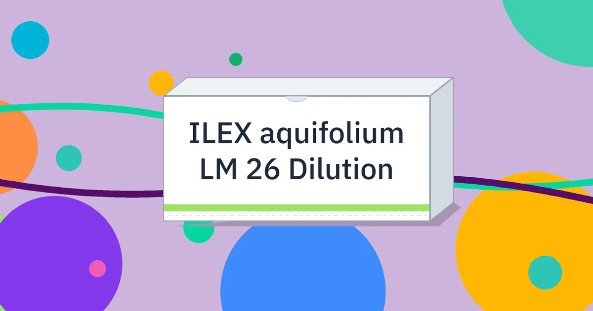 Symbolbild: Packung mit der Aufschrift ILEX aquifolium LM 26 Dilution (PZN 12912249) – Verfügbarkeit und Bezug in Apotheken in Frankfurt am Main