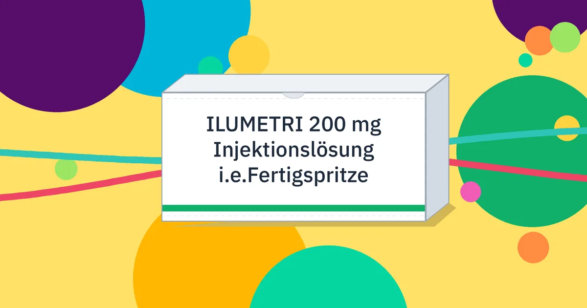 Symbolbild: Packung mit der Aufschrift ILUMETRI 200 mg Injektionslösung i.e.Fertigspritze (PZN 18759978) – Verfügbarkeit und Bezug in Apotheken in Frankfurt am Main