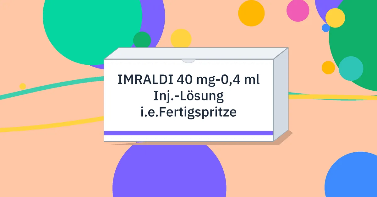 Symbolbild: Packung mit der Aufschrift IMRALDI 40 mg-0,4 ml Inj.-Lösung i.e.Fertigspritze (PZN 19102915) – Verfügbarkeit und Bezug in Apotheken in Frankfurt am Main