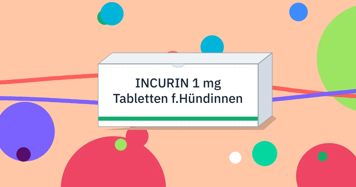 Symbolbild: Packung mit der Aufschrift INCURIN 1 mg Tabletten f.Hündinnen (PZN 01431009) – Verfügbarkeit und Bezug in Apotheken in Frankfurt am Main