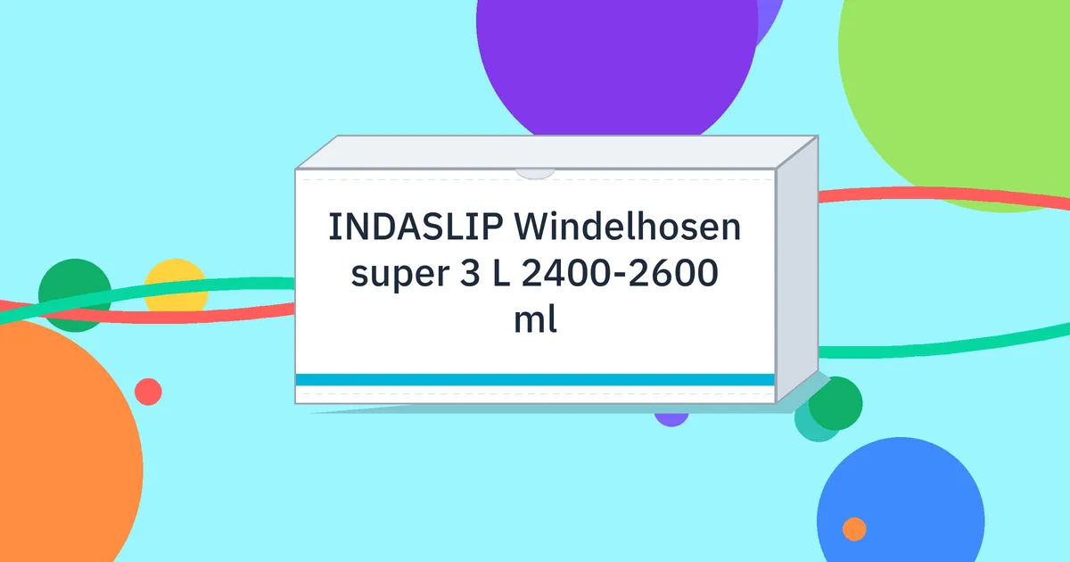 Symbolbild: Packung mit der Aufschrift INDASLIP Windelhosen super 3 L 2400-2600 ml (PZN 09922623) – Verfügbarkeit und Bezug in Apotheken in Frankfurt am Main