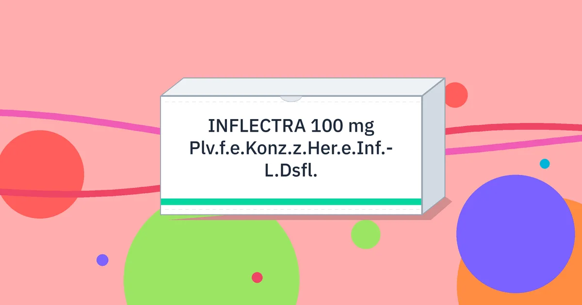 Symbolbild: Packung mit der Aufschrift INFLECTRA 100 mg Plv.f.e.Konz.z.Her.e.Inf.-L.Dsfl. (PZN 16743826) – Verfügbarkeit und Bezug in Apotheken in Frankfurt am Main