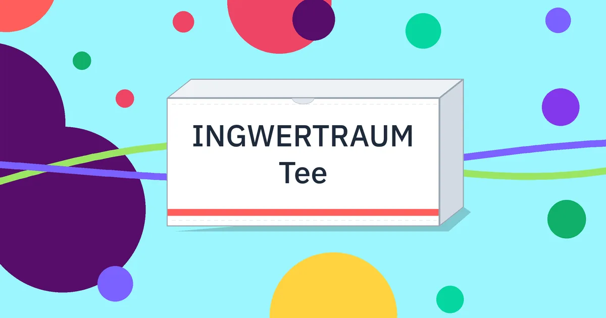 Symbolbild: Packung mit der Aufschrift INGWERTRAUM Tee (PZN 20278246) – Verfügbarkeit und Bezug in Apotheken in Frankfurt am Main