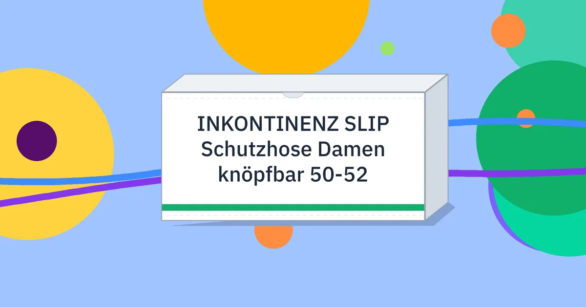 Symbolbild: Packung mit der Aufschrift INKONTINENZ SLIP Schutzhose Damen knöpfbar 50-52 (PZN 10915781) – Verfügbarkeit und Bezug in Apotheken in Frankfurt am Main