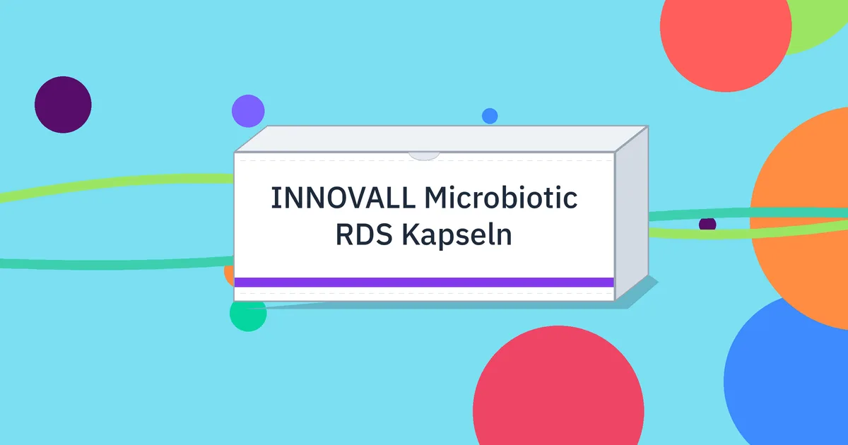 Symbolbild: Packung mit der Aufschrift INNOVALL Microbiotic RDS Kapseln (PZN 12428051) – Verfügbarkeit und Bezug in Apotheken in Frankfurt am Main