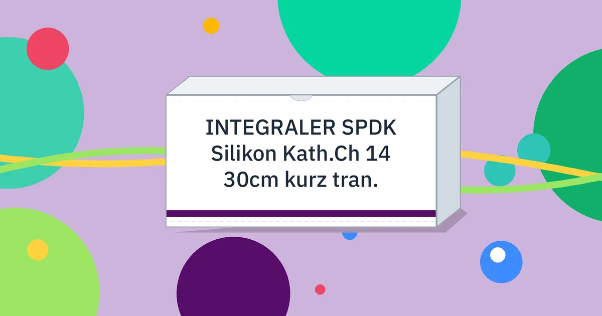 Symbolbild: Packung mit der Aufschrift INTEGRALER SPDK Silikon Kath.Ch 14 30cm kurz tran. (PZN 16836048) – Verfügbarkeit und Bezug in Apotheken in Frankfurt am Main