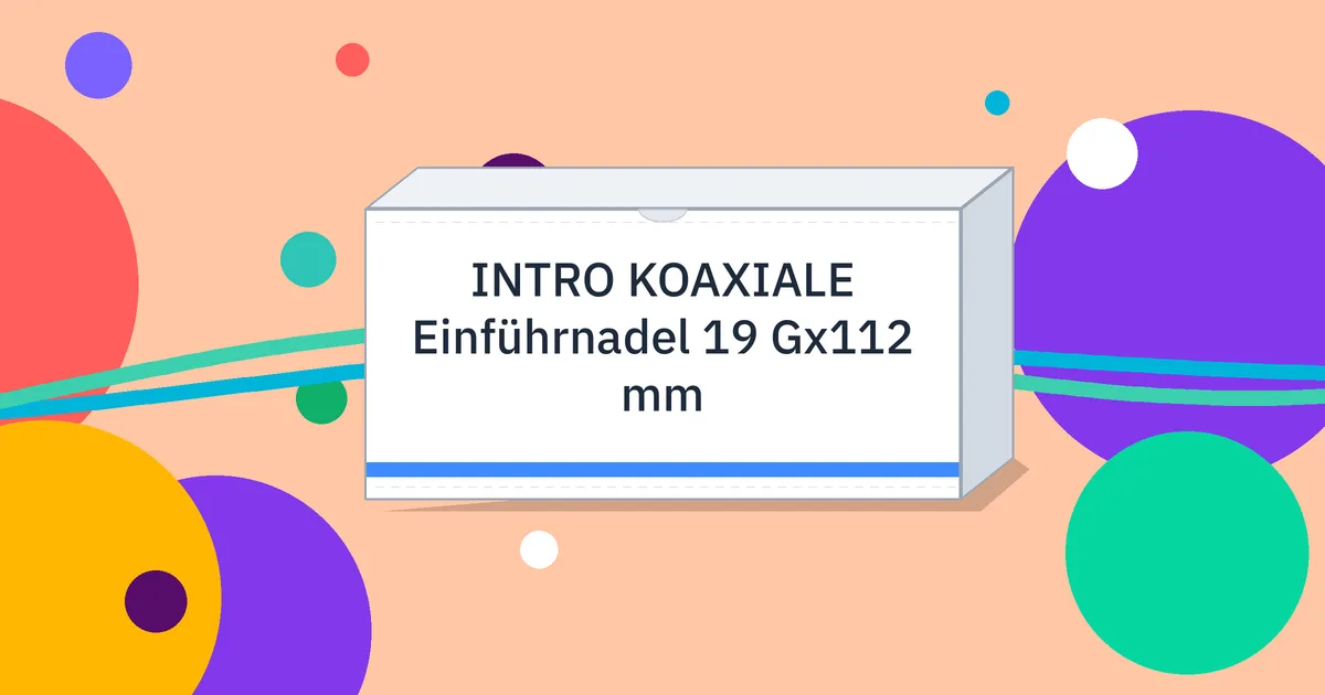 Symbolbild: Packung mit der Aufschrift INTRO KOAXIALE Einführnadel 19 Gx112 mm (PZN 19737269) – Verfügbarkeit und Bezug in Apotheken in Frankfurt am Main