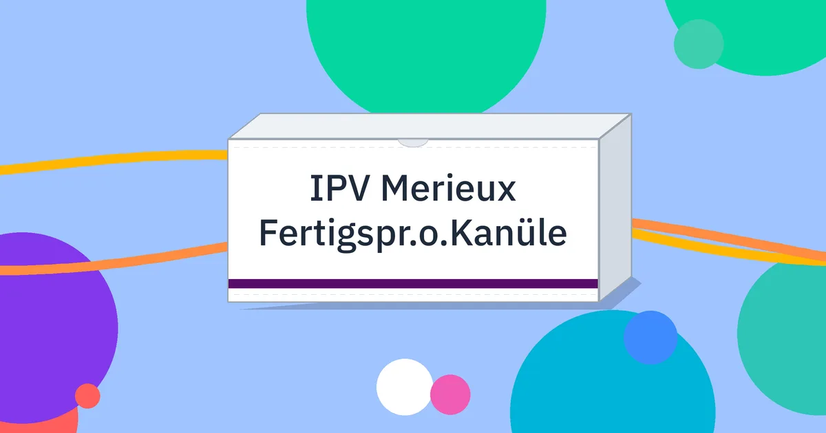Symbolbild: Packung mit der Aufschrift IPV Merieux Fertigspr.o.Kanüle (PZN 07591010) – Verfügbarkeit und Bezug in Apotheken in Frankfurt am Main