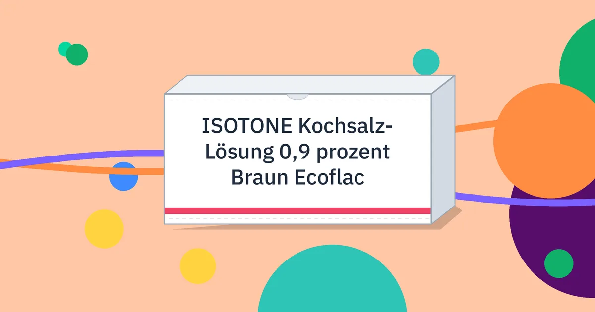 Symbolbild: Packung mit der Aufschrift ISOTONE Kochsalz-Lösung 0,9 prozent Braun Ecoflac (PZN 08779253) – Verfügbarkeit und Bezug in Apotheken in Frankfurt am Main