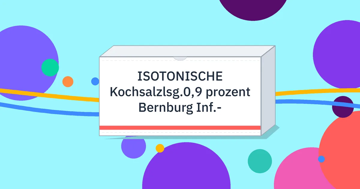 Symbolbild: Packung mit der Aufschrift ISOTONISCHE Kochsalzlsg.0,9 prozent Bernburg Inf.- (PZN 09693654) – Verfügbarkeit und Bezug in Apotheken in Frankfurt am Main