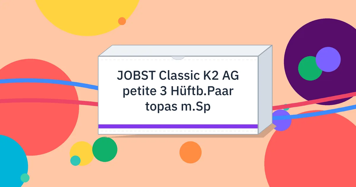 Symbolbild: Packung mit der Aufschrift JOBST Classic K2 AG petite 3 Hüftb.Paar topas m.Sp (PZN 13064993) – Verfügbarkeit und Bezug in Apotheken in Frankfurt am Main
