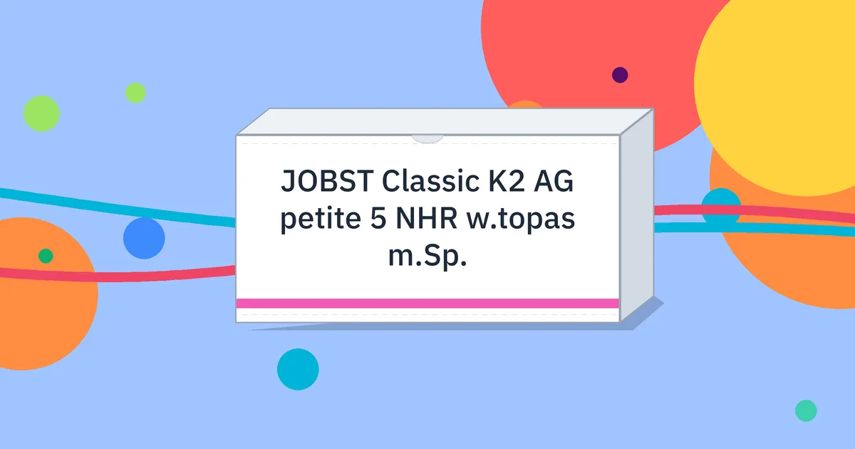 Symbolbild: Packung mit der Aufschrift JOBST Classic K2 AG petite 5 NHR w.topas m.Sp. (PZN 13063137) – Verfügbarkeit und Bezug in Apotheken in Frankfurt am Main