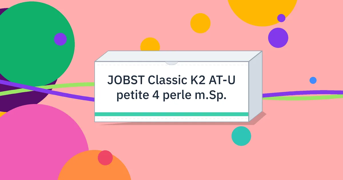 Symbolbild: Packung mit der Aufschrift JOBST Classic K2 AT-U petite 4 perle m.Sp. (PZN 13068100) – Verfügbarkeit und Bezug in Apotheken in Frankfurt am Main