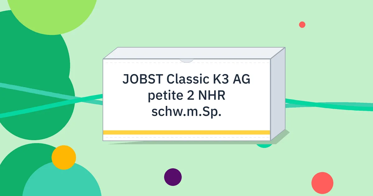 Symbolbild: Packung mit der Aufschrift JOBST Classic K3 AG petite 2 NHR schw.m.Sp. (PZN 13072610) – Verfügbarkeit und Bezug in Apotheken in Frankfurt am Main