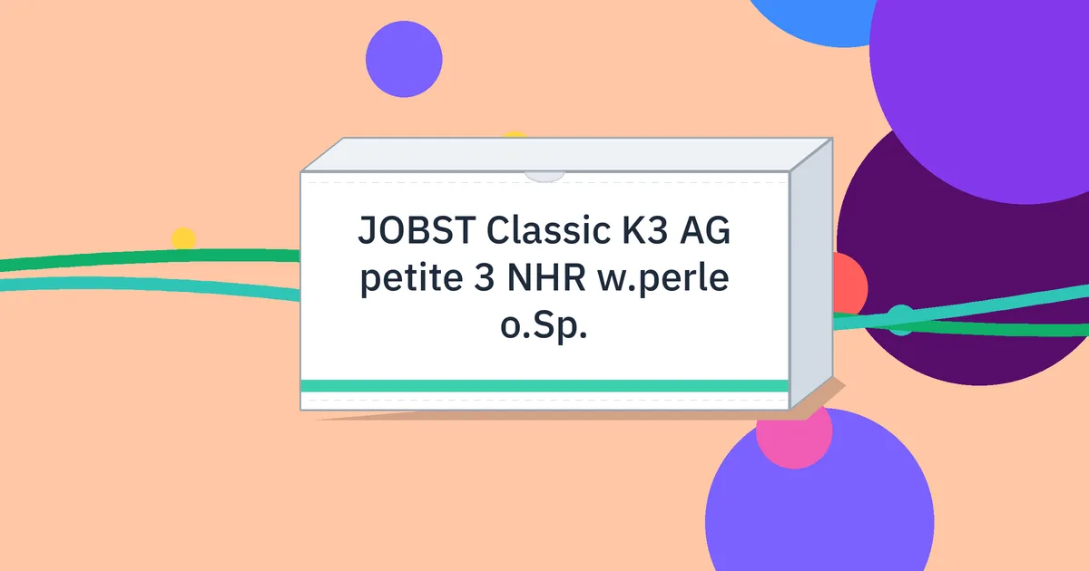 Symbolbild: Packung mit der Aufschrift JOBST Classic K3 AG petite 3 NHR w.perle o.Sp. (PZN 13073058) – Verfügbarkeit und Bezug in Apotheken in Frankfurt am Main