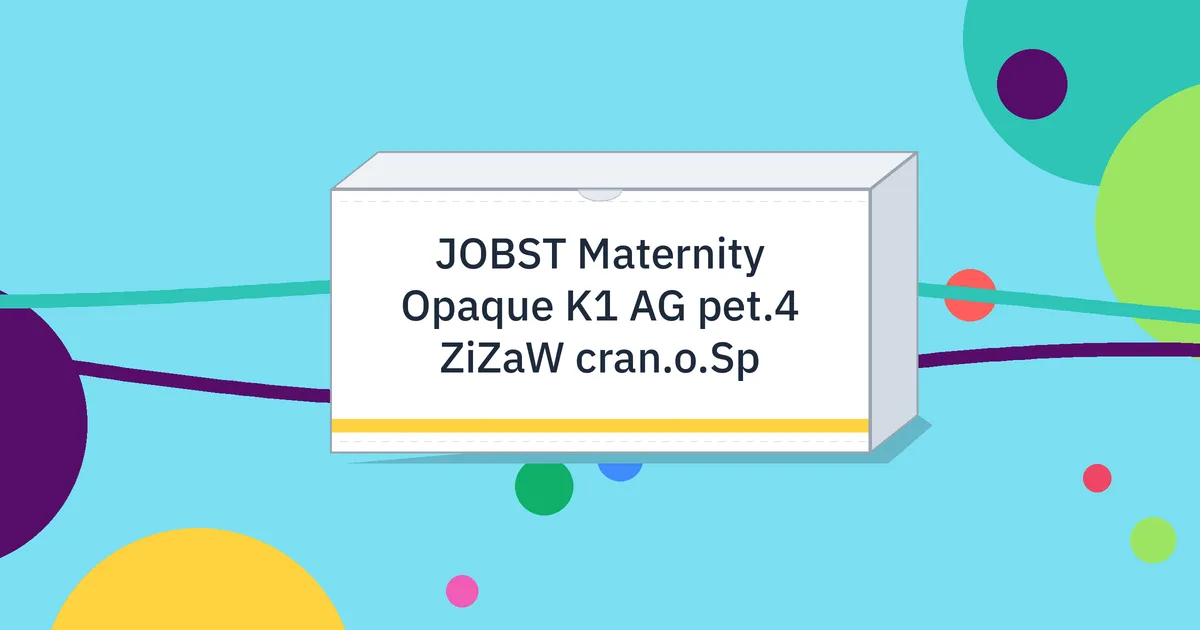 Symbolbild: Packung mit der Aufschrift JOBST Maternity Opaque K1 AG pet.4 ZiZaW cran.o.Sp (PZN 15857373) – Verfügbarkeit und Bezug in Apotheken in Frankfurt am Main