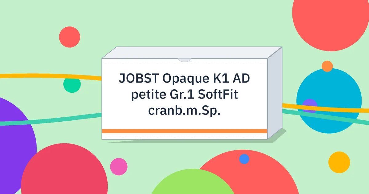Symbolbild: Packung mit der Aufschrift JOBST Opaque K1 AD petite Gr.1 SoftFit cranb.m.Sp. (PZN 13079339) – Verfügbarkeit und Bezug in Apotheken in Frankfurt am Main