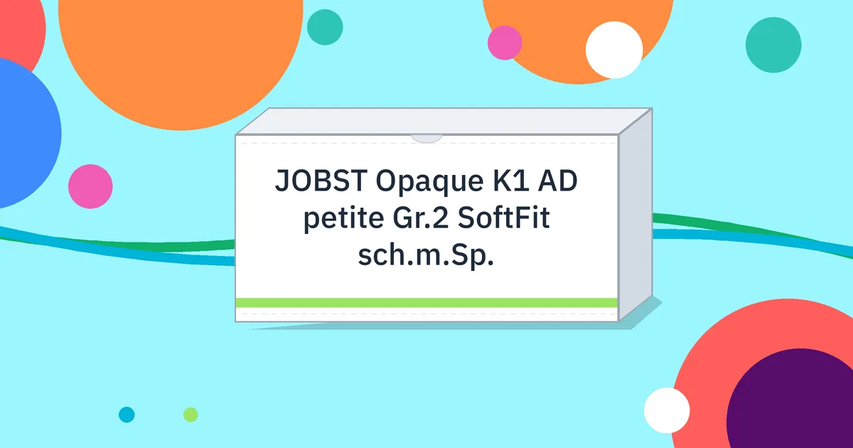 Symbolbild: Packung mit der Aufschrift JOBST Opaque K1 AD petite Gr.2 SoftFit sch.m.Sp. (PZN 13079641) – Verfügbarkeit und Bezug in Apotheken in Frankfurt am Main