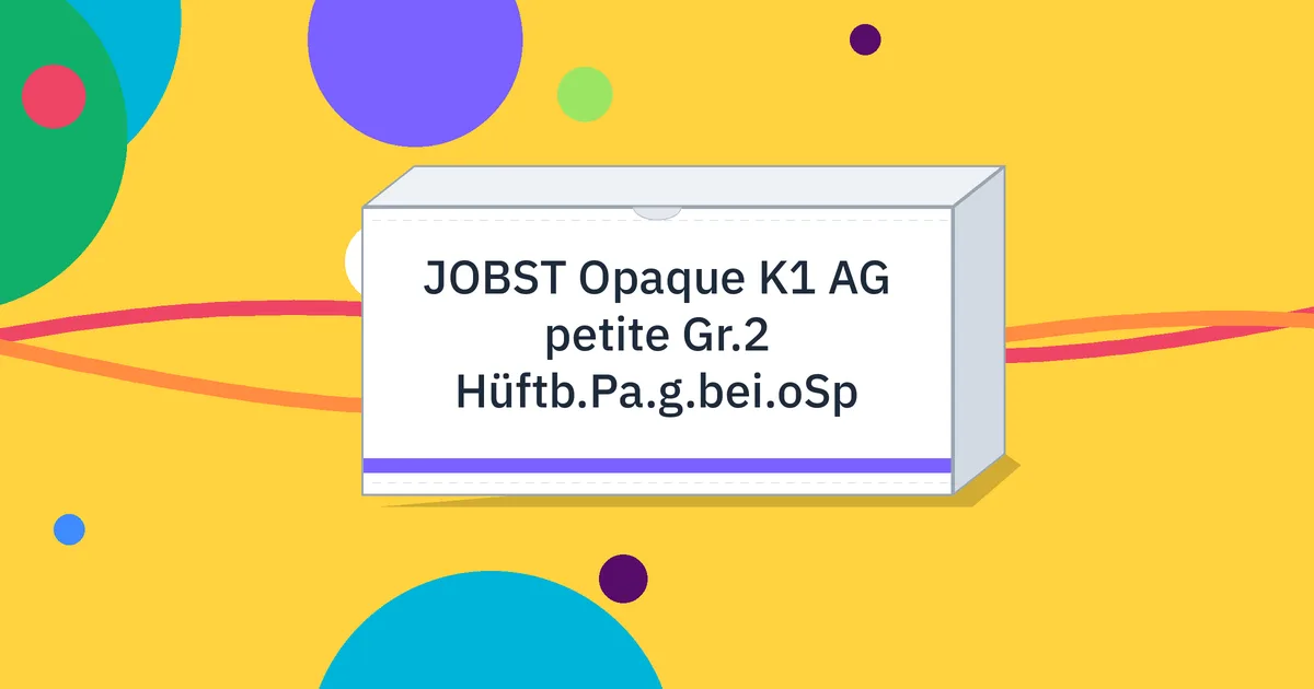 Symbolbild: Packung mit der Aufschrift JOBST Opaque K1 AG petite Gr.2 Hüftb.Pa.g.bei.oSp (PZN 16273349) – Verfügbarkeit und Bezug in Apotheken in Frankfurt am Main