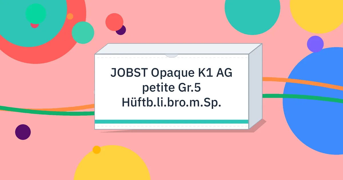 Symbolbild: Packung mit der Aufschrift JOBST Opaque K1 AG petite Gr.5 Hüftb.li.bro.m.Sp. (PZN 13097478) – Verfügbarkeit und Bezug in Apotheken in Frankfurt am Main
