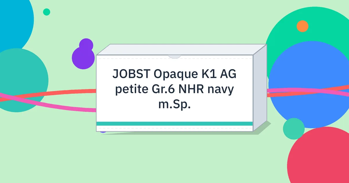Symbolbild: Packung mit der Aufschrift JOBST Opaque K1 AG petite Gr.6 NHR navy m.Sp. (PZN 13084501) – Verfügbarkeit und Bezug in Apotheken in Frankfurt am Main
