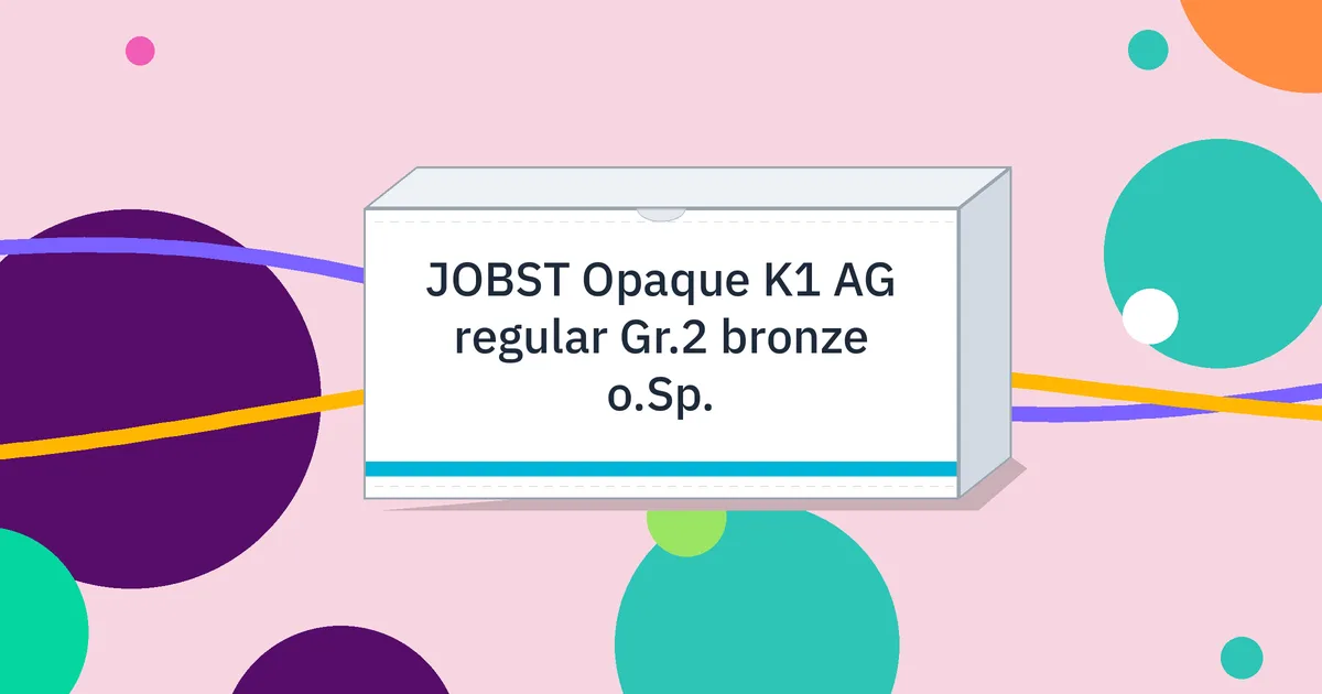 Symbolbild: Packung mit der Aufschrift JOBST Opaque K1 AG regular Gr.2 bronze o.Sp. (PZN 13094215) – Verfügbarkeit und Bezug in Apotheken in Frankfurt am Main