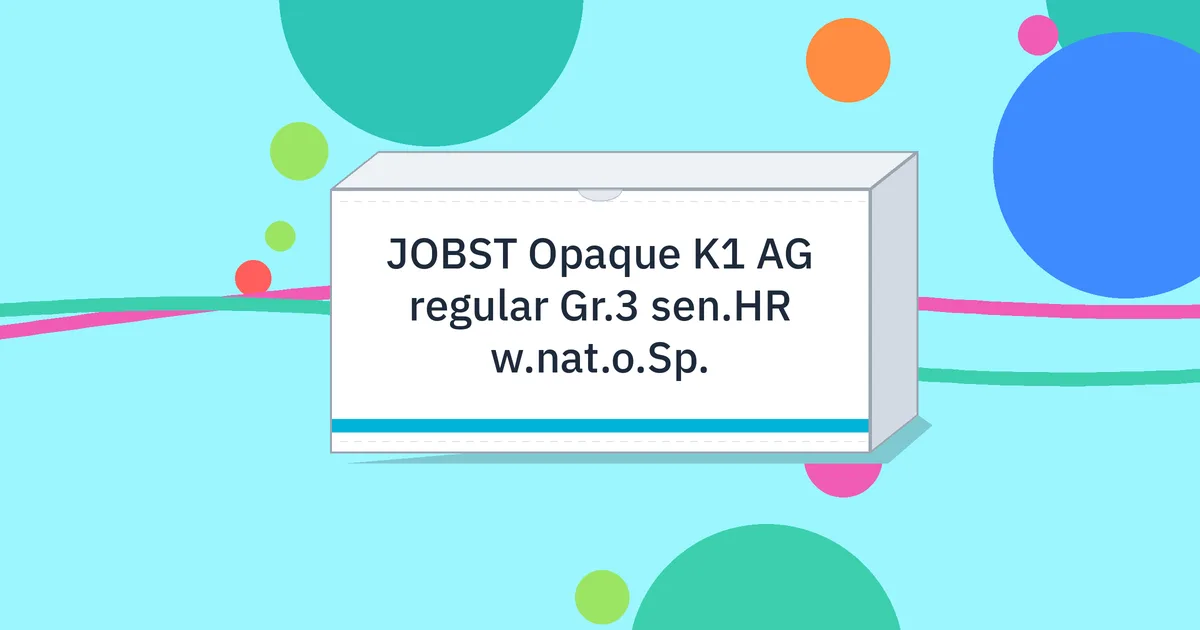 Symbolbild: Packung mit der Aufschrift JOBST Opaque K1 AG regular Gr.3 sen.HR w.nat.o.Sp. (PZN 13096438) – Verfügbarkeit und Bezug in Apotheken in Frankfurt am Main