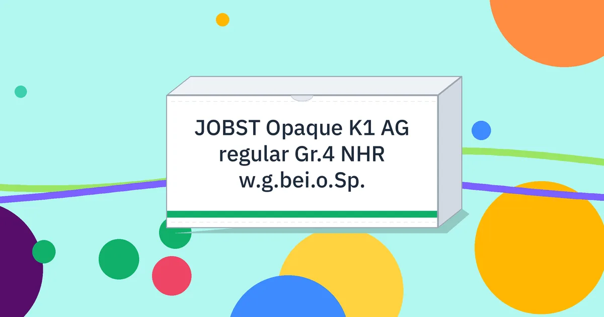 Symbolbild: Packung mit der Aufschrift JOBST Opaque K1 AG regular Gr.4 NHR w.g.bei.o.Sp. (PZN 16265663) – Verfügbarkeit und Bezug in Apotheken in Frankfurt am Main