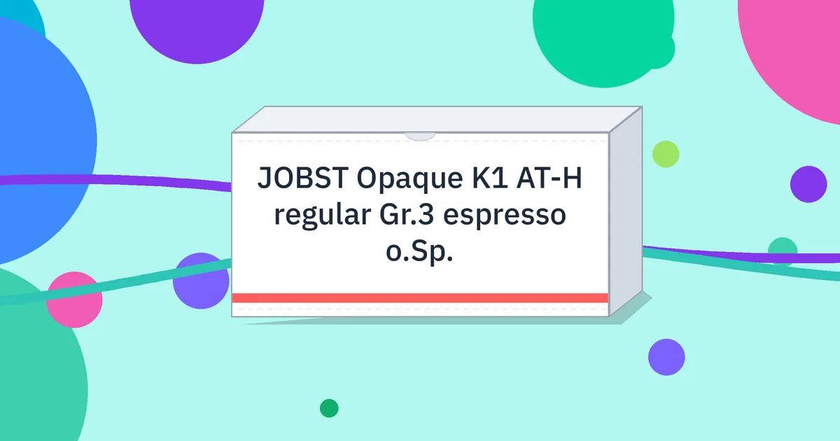 Symbolbild: Packung mit der Aufschrift JOBST Opaque K1 AT-H regular Gr.3 espresso o.Sp. (PZN 16275532) – Verfügbarkeit und Bezug in Apotheken in Frankfurt am Main