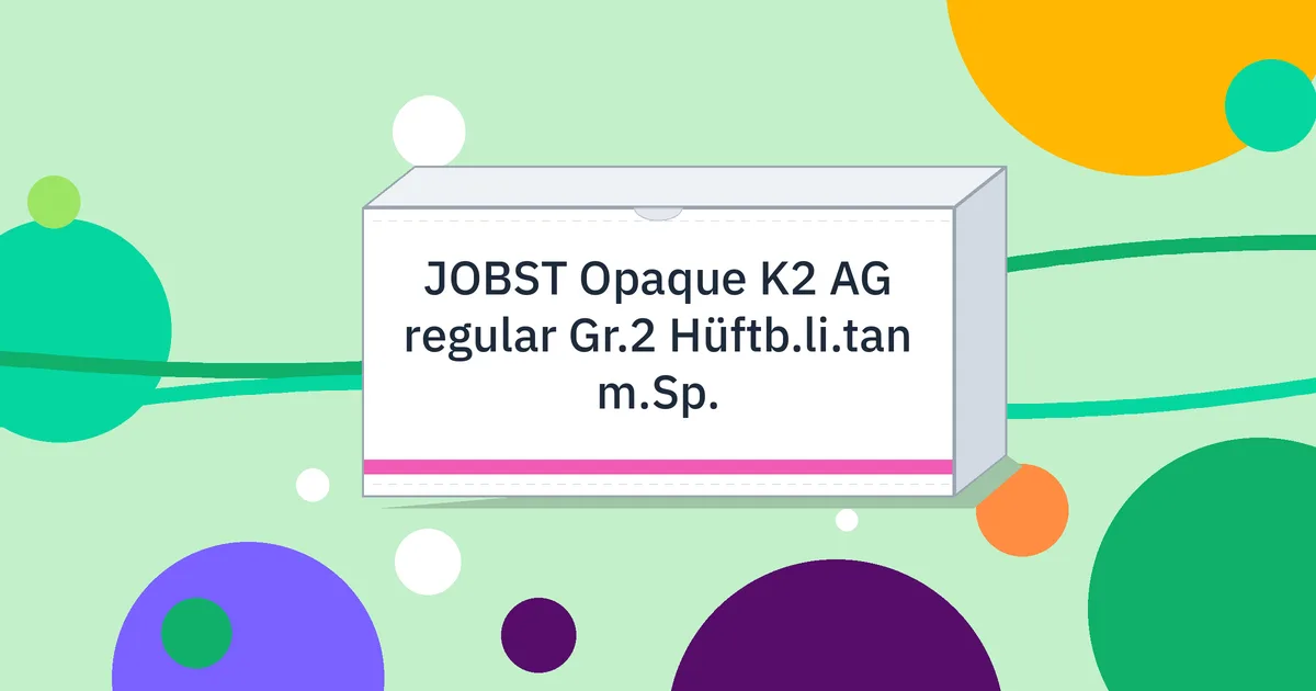 Symbolbild: Packung mit der Aufschrift JOBST Opaque K2 AG regular Gr.2 Hüftb.li.tan m.Sp. (PZN 16287156) – Verfügbarkeit und Bezug in Apotheken in Frankfurt am Main